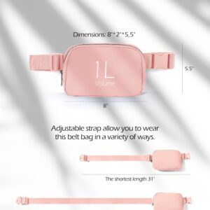 ODODOS Unisex Mini Belt Bag with Adjustable Strap Small Fanny Pack for Workout Running Traveling Hiking, Light Pink