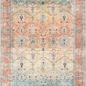 Valenrug Washable Rug 8x10 - Ultra-Thin Antique Collection Area Rug, Stain Resistant Rugs for Living Room Bedroom, Distressed Vintage Rug(Matte Gradient, 8'x10')