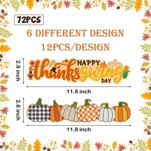 70Feet Haooryx Happy Thanksgiving Fall Bulletin Board Borders 72PCS Cartoon Turkey Pumpkin Maple Leaves Paper Borders Trim for School Classroom Autumn Theme Party Blackboard Border Wall Decorations