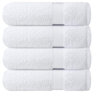 infinitee xclusives premium white bath towels for bathroom set of 4 (27x54 inches), 100% soft ring-spun cotton bathroom towels, quick dry, durable, ideal for daily use (brilliant white)