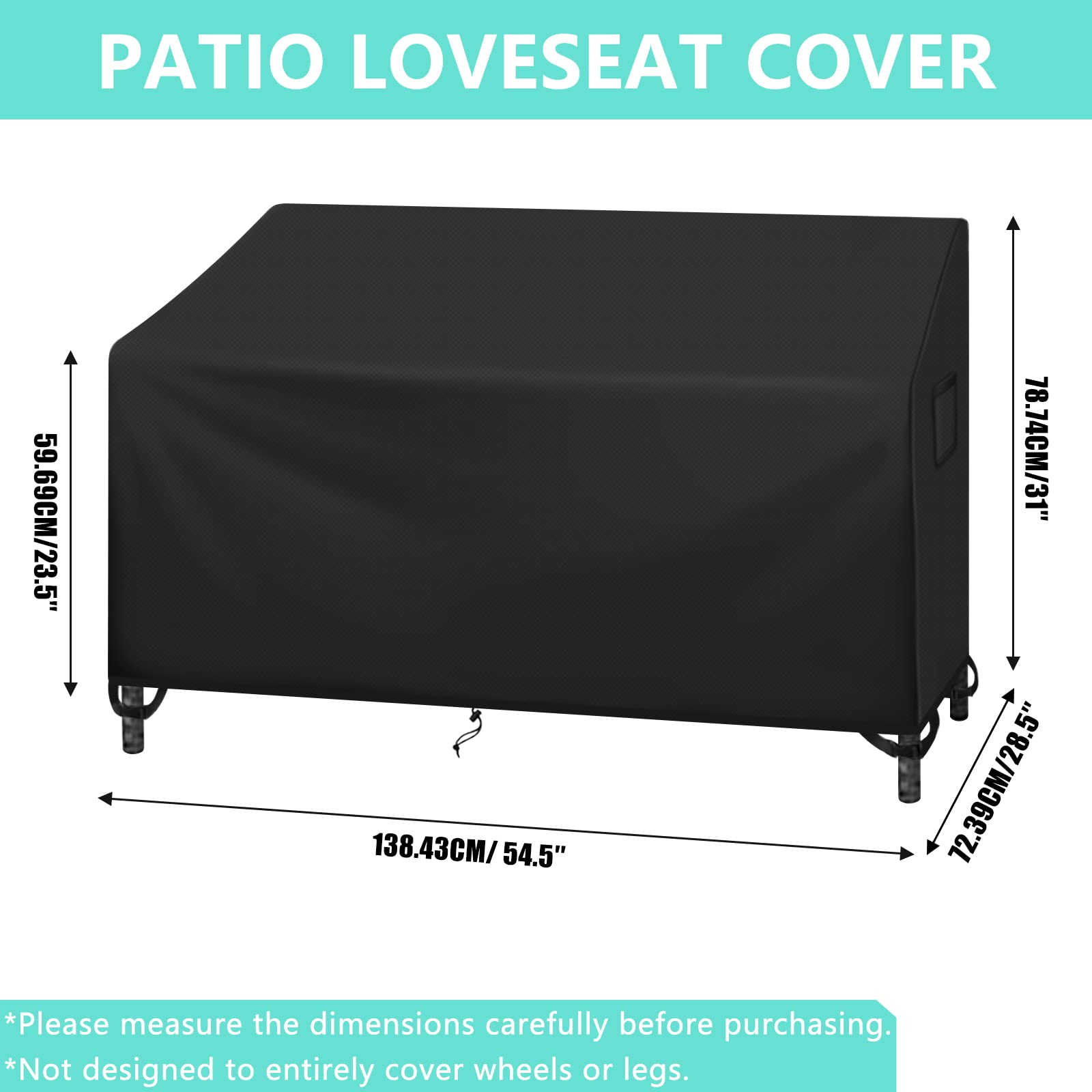 Kovshuiwe 4 Pieces Patio Set Cover, Patio Conversation Set Covers, Patio Furniture Sets Covers Waterproof - Upgraded 600D Heavy Duty Oxford Fabric 4 Piece Patio Furniture Covers, Black