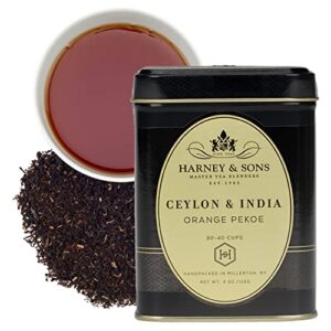 harney & sons ceylon & india tea| 4oz tin, loose leaf tea, also known as orange pekoe