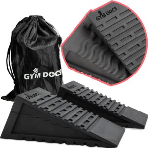 gym docs squat wedge block: doctor-designed pair of adjustable, non-slip slant boards for elevated heel squats, deadlifts, and calf stretching - physical therapy equipment for strength training