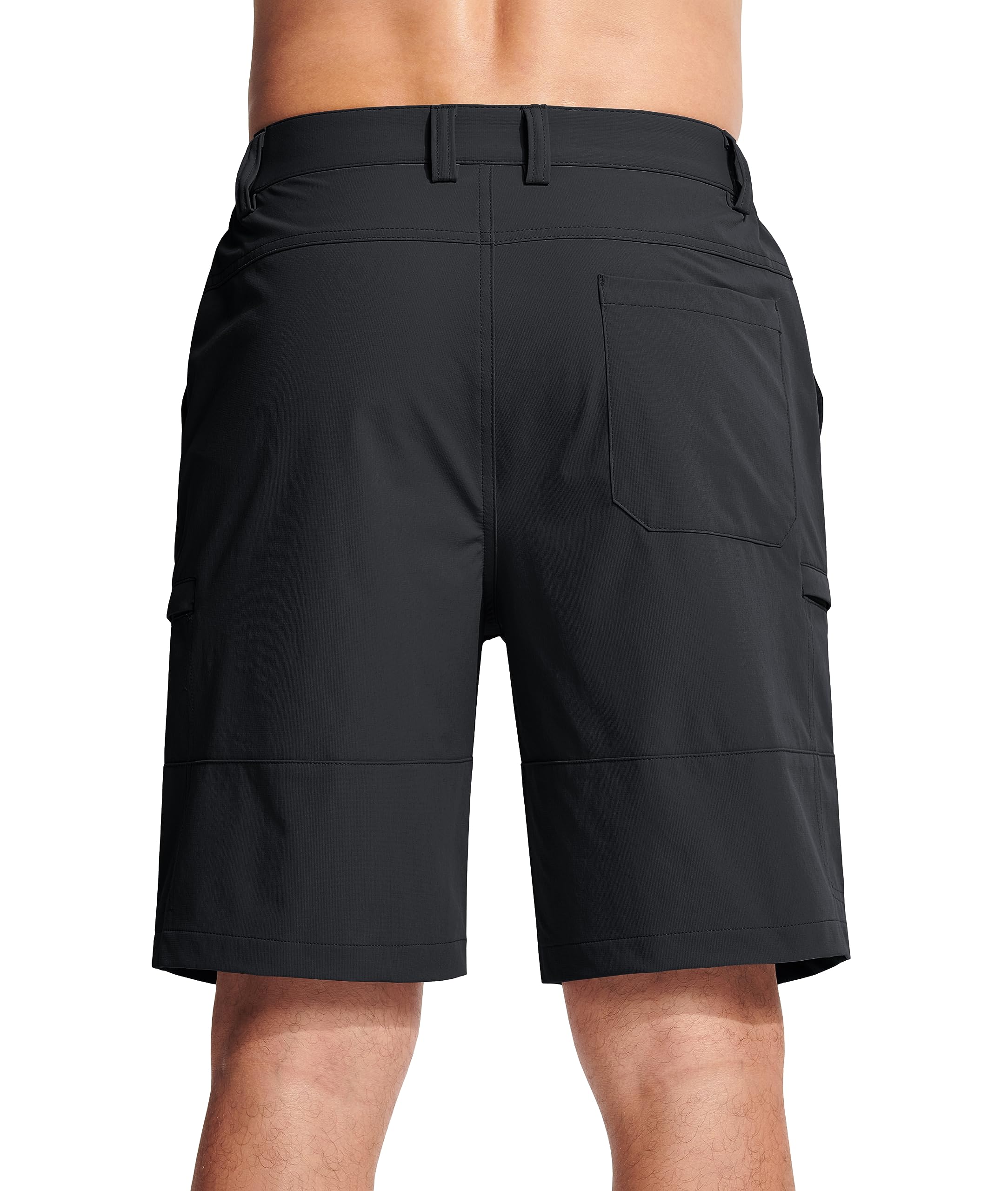 MAGCOMSEN Mens Hiking Shorts Lightweight Cargo Shorts for Men with Zipper Pockets Quick Dry Summer Running Fishing Military Tactical Shorts Black