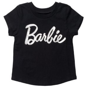 barbie toddler girls fashion pullover graphic t-shirt black/silver 4t