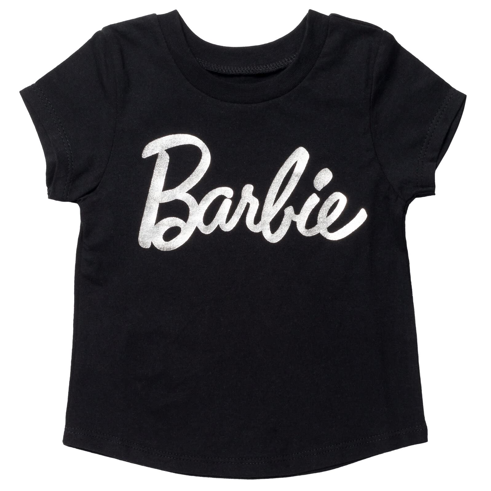 Barbie Toddler Girls Fashion Pullover Graphic T-Shirt Black/Silver 4T