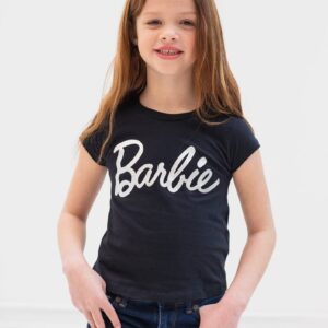 Barbie Toddler Girls Fashion Pullover Graphic T-Shirt Black/Silver 4T