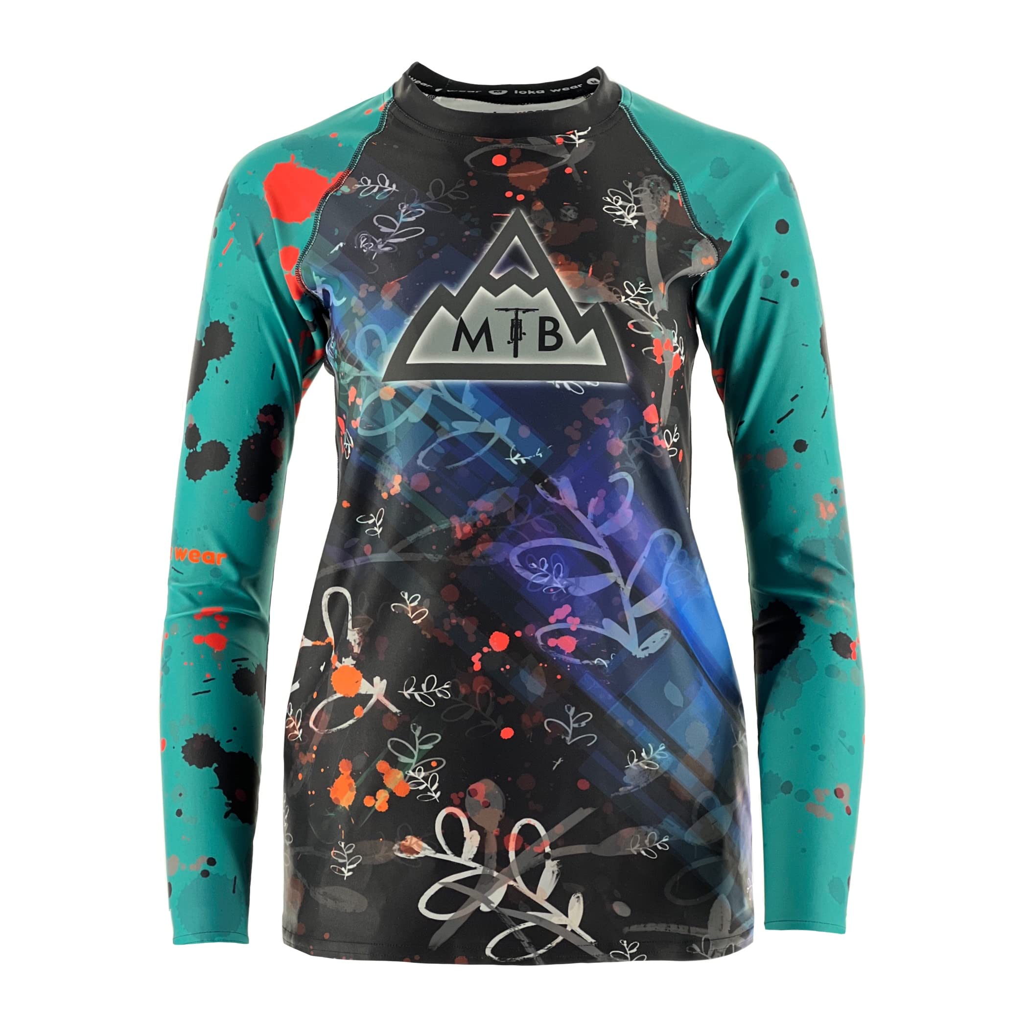 Loka Wear Dark Teal Forest Womens Long Sleeve MTB Mountain Bike Cycling Gravel Jerseys Shirt Quick Dry Moisture Wicking (Medium)