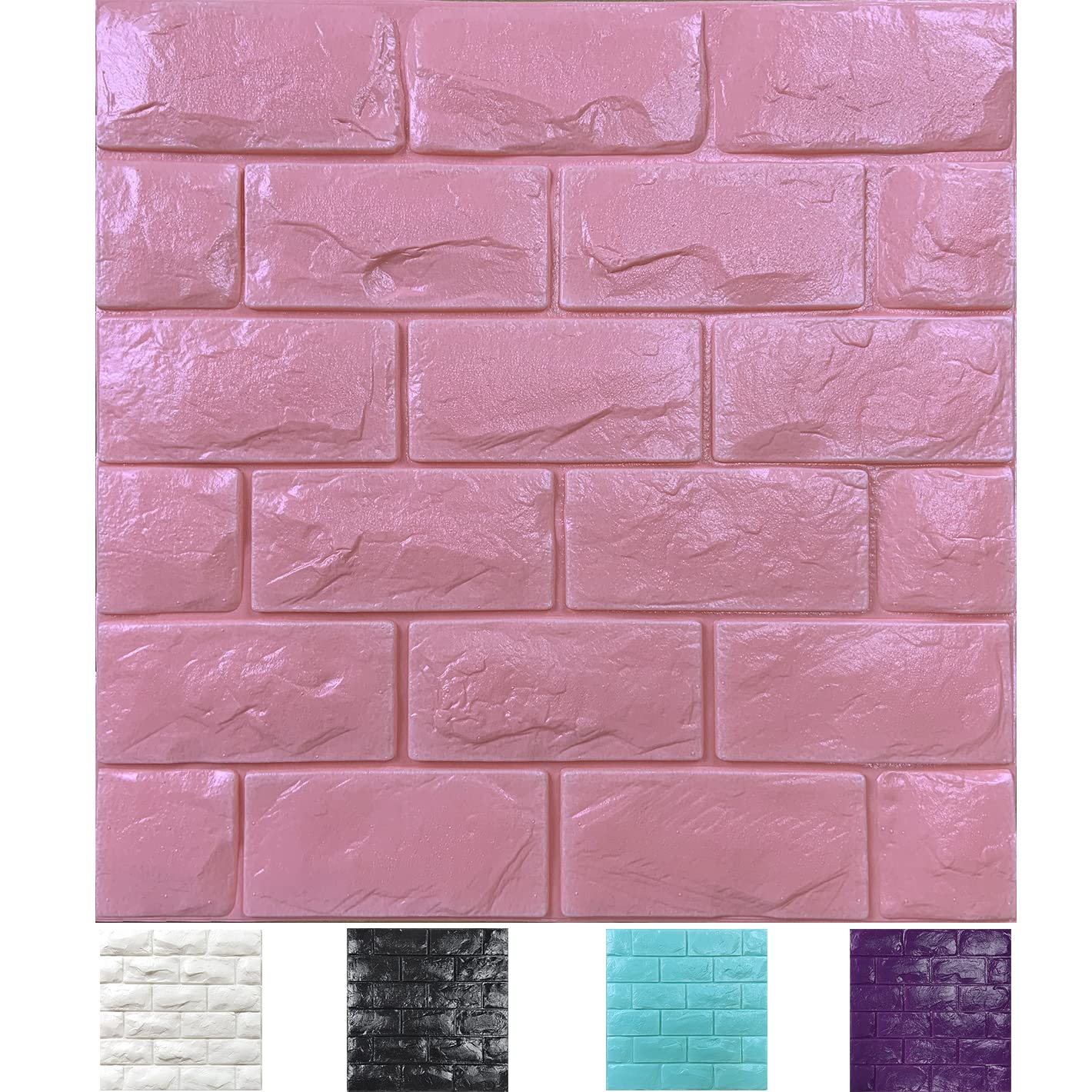 11PCS 3D Wall Panels Peel and Stick Faux Brick Wallpaper Pink Self Adhesive Foam Brick Paneling Faux Stone Wall Panels (11PCS, Pink)