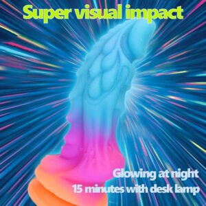 8.66 Inch Luminous Monster Realistic Dildo, Huge Silicone Anal Dragon Dildo Anal Plug with Strong Suction Cup for Vaginal Anal Play