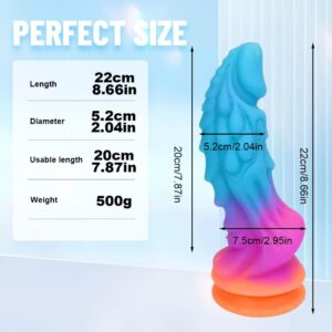 8.66 Inch Luminous Monster Realistic Dildo, Huge Silicone Anal Dragon Dildo Anal Plug with Strong Suction Cup for Vaginal Anal Play