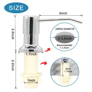 Soap Dispenser for Kitchen Sink,Chrome Stainless Steel Countertop Dish Sink Soap Dispenser Pump with 47 '' Extension Tube kit