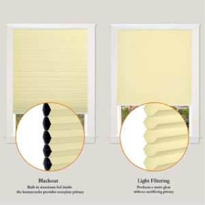 Persilux Custom Size Cellular Shades Cordless 100% Blackout Roller Shades Honeycomb Blinds Waterproof UV Protection Roller Window Shades for Home, Bedroom and Kitchen Door Cream