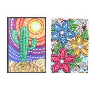 dcidbei 2-pack diy diamond paintings notebook 5d diamond art notebooks paper a5 50 100 art diamond notebook kid stitch cross stitch notebooks sketch books for adults diy diamond dots notebooks blank