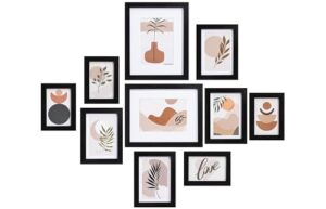 eletecpro 10 pack picture frames, including 4pcs 4x6, 4pcs 5x7, 2pcs 8x10 picture frames collage wall decor or tabletop display, multiple sizes gallery wall frame set, black