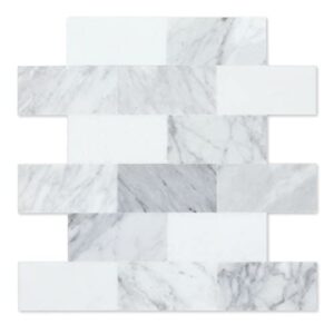 speedtiles pinot timeless natural stone tiles - modern peel & stick marble tiles for kitchen backsplash, interior walls - 3x faster installation with no mortar, no grout - sample