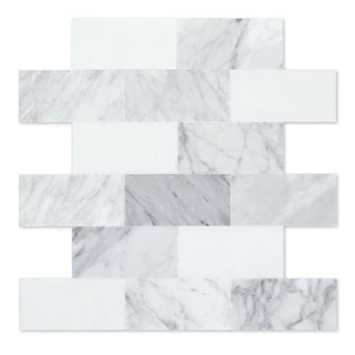 SpeedTiles Pinot Timeless Natural Stone Tiles - Modern Peel & Stick Marble Tiles for Kitchen Backsplash, Interior Walls - 3X Faster Installation with No Mortar, No Grout - Sample