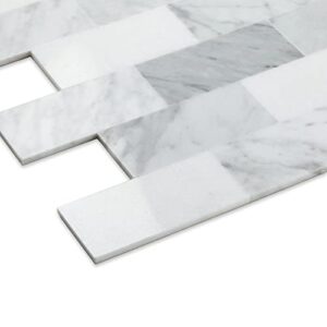 SpeedTiles Pinot Timeless Natural Stone Tiles - Modern Peel & Stick Marble Tiles for Kitchen Backsplash, Interior Walls - 3X Faster Installation with No Mortar, No Grout - Sample