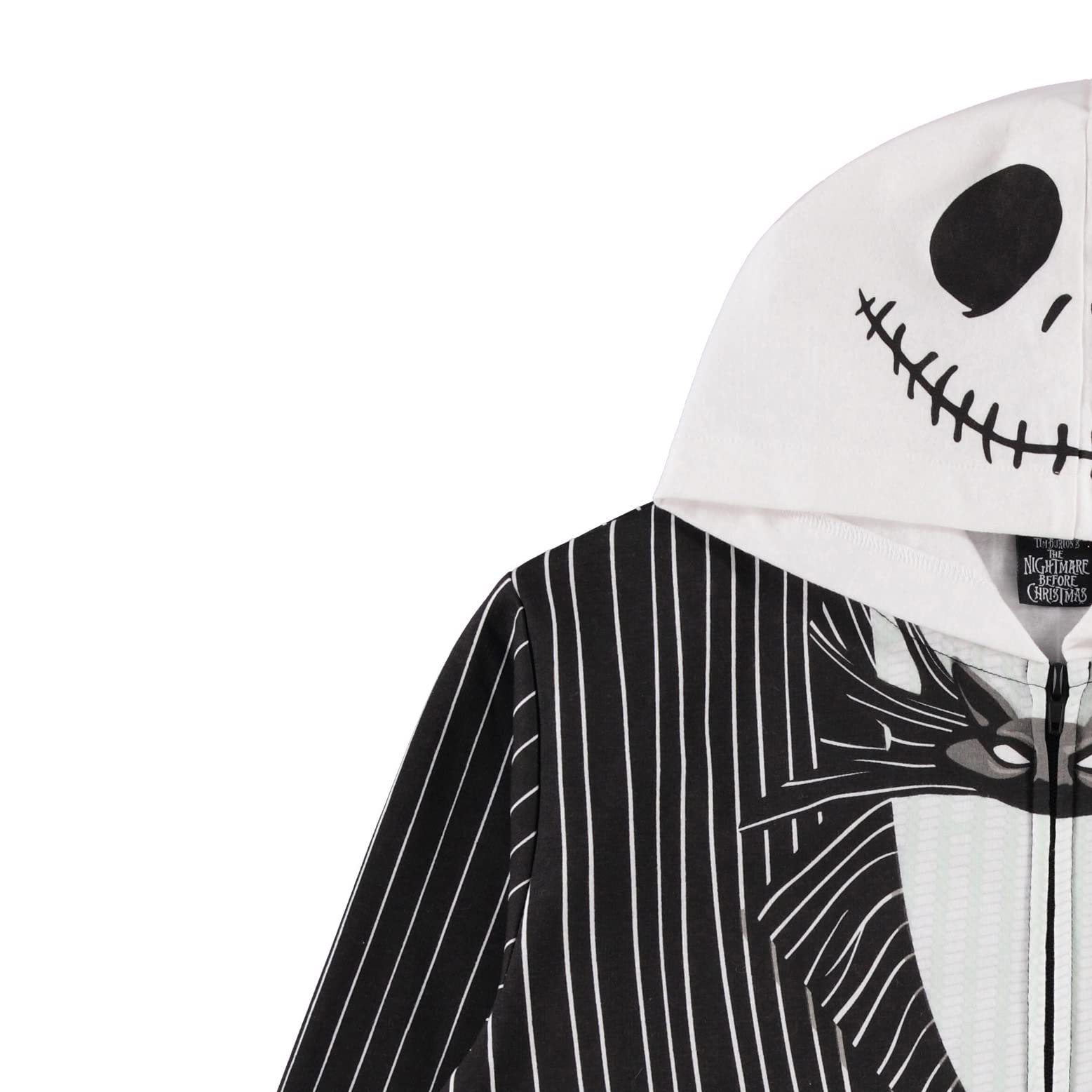 Boys Nightmare Before Christmas Hoodie - Nightmare Before Christmas Jack Skellington Cosplay Dress Up Costume Hoodie (Black White, Large)