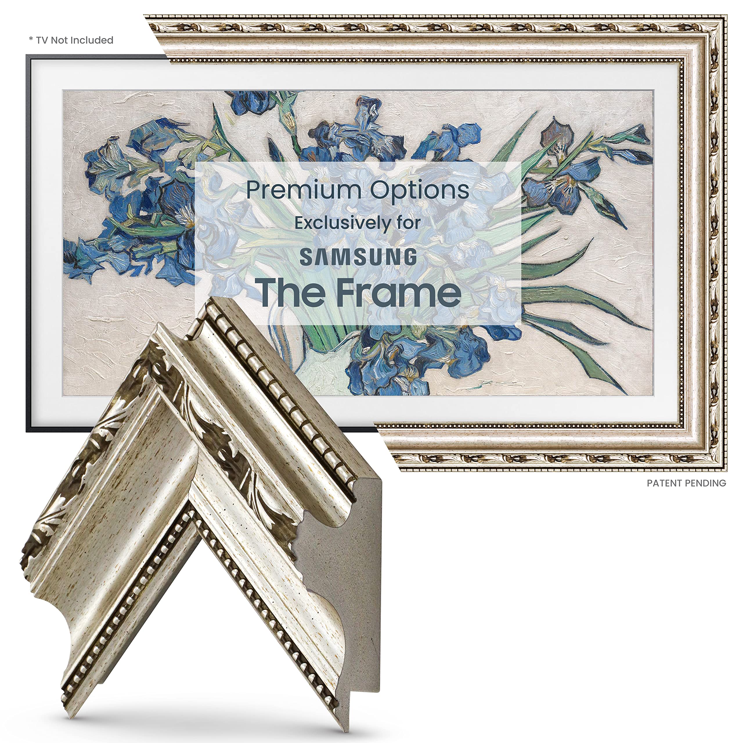 Deco TV Frames - Ornate Silver Smart Frame Compatible ONLY with Samsung The Frame TV (Fits 2021-2024 Frame TV, 32")