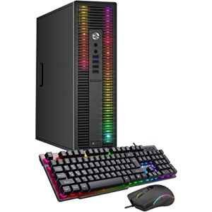 hp rgb lights desktop pc prodesk computer intel core i7 6th generation processor 16gb ram 256gb ssd win 10 pro gaming pc keyboard & mouse (renewed)