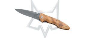 fox knives 456/2dol liner lock 456-2dol pocket knife stainless damasteel and olive wood