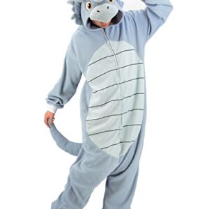 LZBXBXDA Unisex Adult Dinosaur Triceratops Onesie One Piece Pajamas Animal Plush Halloween Christmas Costume Homewear Sleepwear for Women men