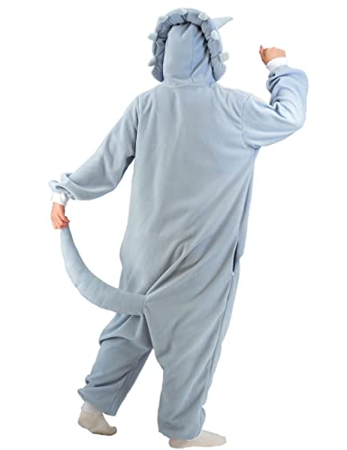 LZBXBXDA Unisex Adult Dinosaur Triceratops Onesie One Piece Pajamas Animal Plush Halloween Christmas Costume Homewear Sleepwear for Women men