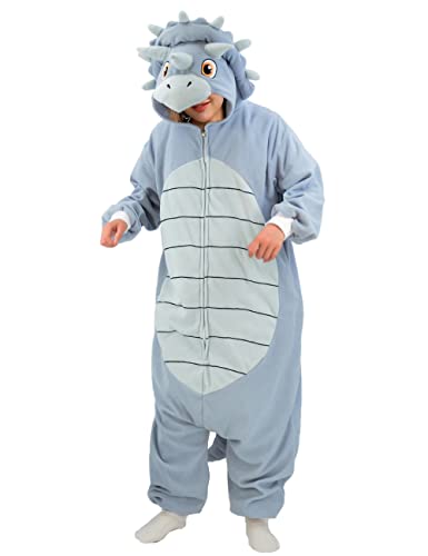 LZBXBXDA Unisex Adult Dinosaur Triceratops Onesie One Piece Pajamas Animal Plush Halloween Christmas Costume Homewear Sleepwear for Women men