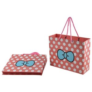 ruilogod paper white dots bowknot pattern birthday gift bags holder 6pcs pink (id: 59b cdb d1b 084 45a