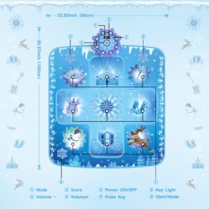 GirlsHome Dance Mat - Frozen Toys Touch Sensitive Light Up LED Kids Musical Mat, Christmas & Birthday Gift for Girls 3-12 -Snow Mat