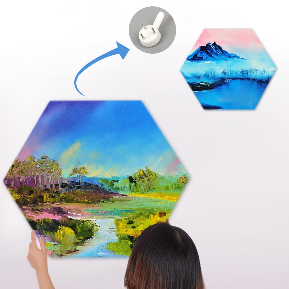 yazi Hexagon Canvas Boards for Painting,5 Packs 12in Stretched Boards Acrylic Painting Carved Decoration Boards, Art Kit DIY Gift for Kids and Adults