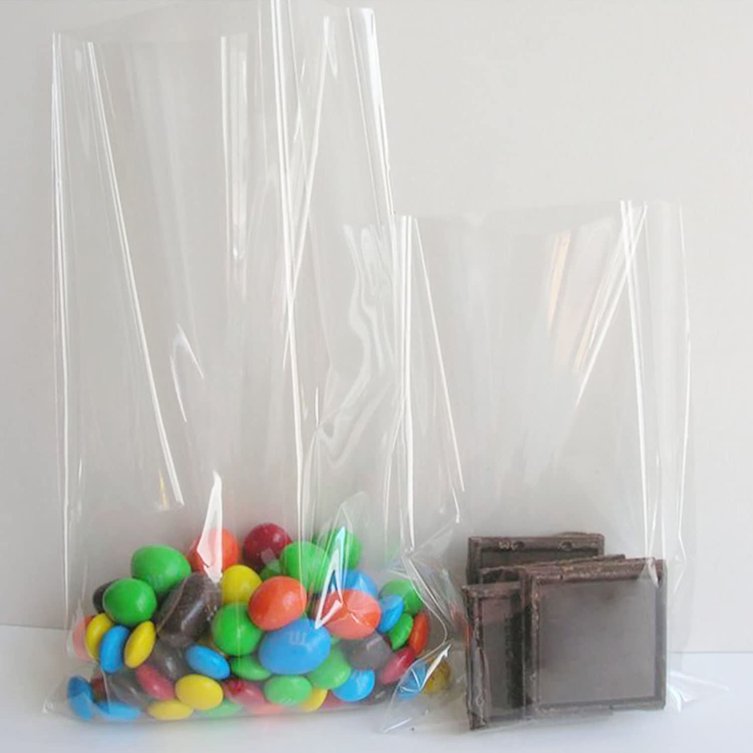 Zcintert Clear Cello 𝗖𝗲𝗹𝗹𝗼𝗽𝗵𝗮𝗻𝗲 𝗧𝗿𝗲𝗮𝘁 𝗕𝗮𝗴𝘀, 100 Pcs - 10" x 14"(2mils), Plastic Gift Bags for Candy, Party Favor, Cookies, Candies Packaging, with 4” Twist Ties