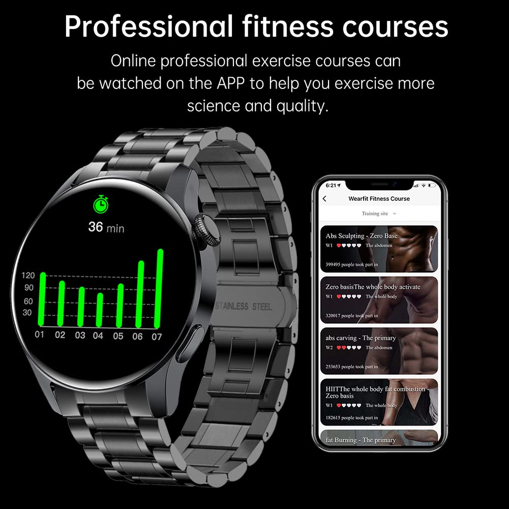 FILIEKEU Men Women Smart Watch Bluetooth Calls Heart Rate Sleep Monitor Steps Mens Smart Watch IP67 Waterproof Fitness Tracker Casual Black Stainless Steel Smart Watches for Android iOS