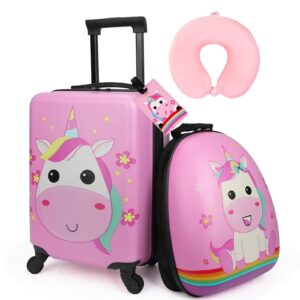 emissary kids luggage with wheels for girls, unicorn kids luggage set, childrens luggage for girls with wheels, kids suitcases with wheels for girl, toddler suitcase for girls, travel luggage for kids