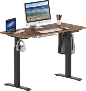 shw 55-inch large electric height adjustable standing desk, 55 x 28 inches, walnut