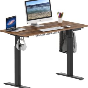 SHW 55-Inch Large Electric Height Adjustable Standing Desk, 55 x 28 Inches, Walnut