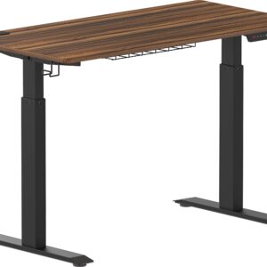 SHW 55-Inch Large Electric Height Adjustable Standing Desk, 55 x 28 Inches, Walnut