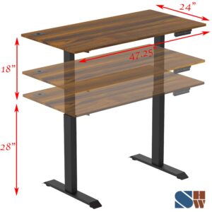 SHW 55-Inch Large Electric Height Adjustable Standing Desk, 55 x 28 Inches, Walnut