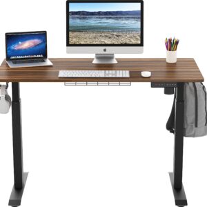 SHW 55-Inch Large Electric Height Adjustable Standing Desk, 55 x 28 Inches, Walnut