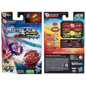 Beyblade Burst QuadStrike Zeal Achilles A8 Spinning Top Starter Pack, Balance/Defense Type Battling Game with Launcher, Kids Toy Set