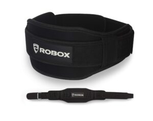 robox weight lifting belt, gym, back support, bodybuilding, fitness, training, lumbar support, neoprene workout belt for men and women (medium, full black)