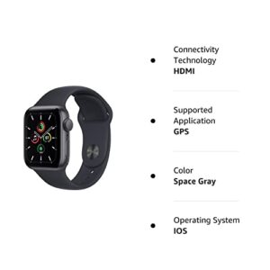 Apple Watch SE (GPS, 44mm) - Space Gray Aluminum Case with Black Sport Band (Renewed Premium)