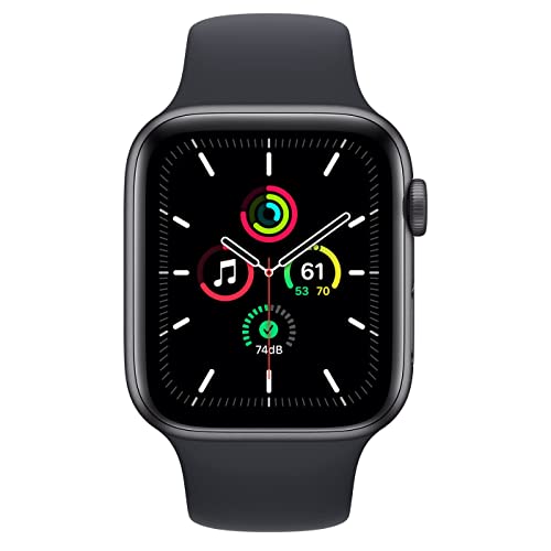 Apple Watch SE (GPS, 44mm) - Space Gray Aluminum Case with Black Sport Band (Renewed Premium)