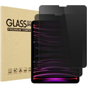 procase 2 pack for ipad pro 12.9 6th 5th 4th 3rd 2022 2021 2020 2018 privacy screen protector, anti-spy tempered glass film guard for ipad pro 12.9" 6 5 4 3 generation