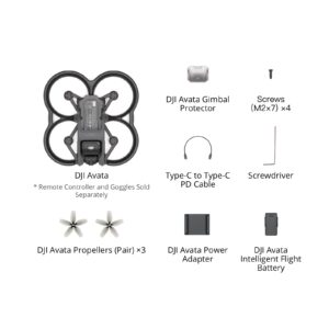 DJI Avata, First-Person View Drone with 4K Stabilized Video, Super-Wide 155° FOV, Built-in Propeller Guard, HD Low-Latency Transmission, Black, FAA Remote ID Compliant