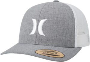 hurley men's caps - del mar mesh panel baseball cap trucker hat - snap back hats for men, cool grey heather