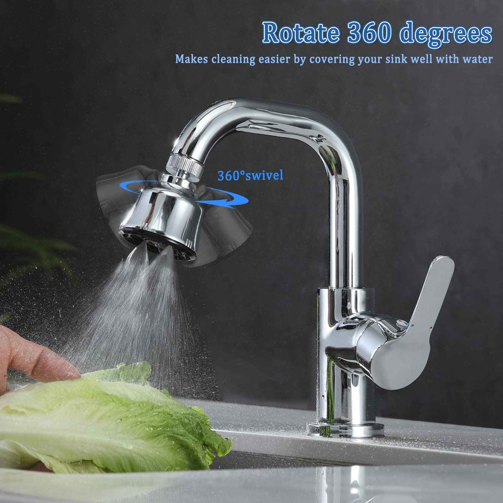 Sink Faucet Sprayer Attachment, Upgrade 4 Mode Adjustable Kitchen Faucet Head, Movable Kitchen Tap Head 360° Rotatable with Extension Hose, Anti-Splash Sink Sprayer Facuet Nozzle Head Water Saving