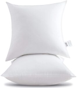 hito 18x18 pillow inserts (set of 2)- 100% cotton covering down alternative throw pillows white for couch bed sofa