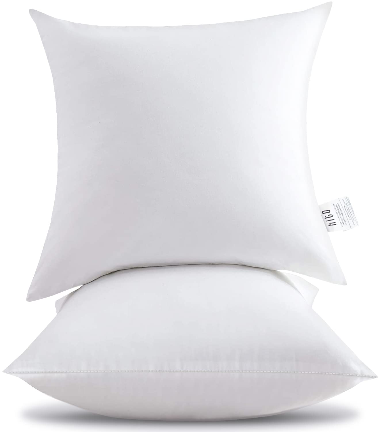 HITO 18x18 Pillow Inserts (Set of 2)- 100% Cotton Covering Down Alternative Throw Pillows White for Couch Bed Sofa